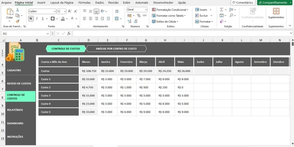 Planilha para Rateio De Custos Em Excel - Planilhas Tech