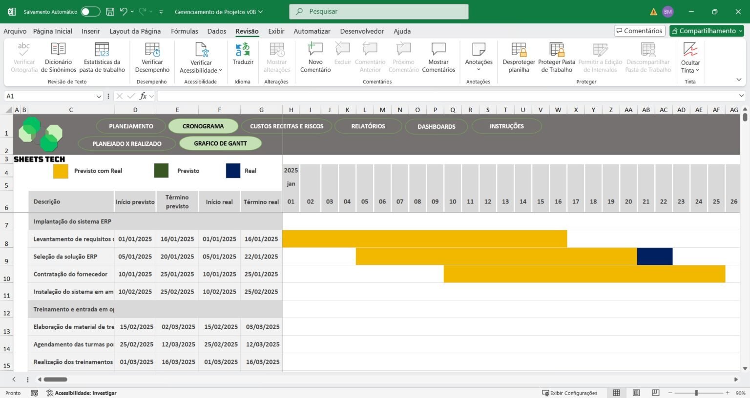Planilha de Gerenciamento de Projetos em Excel - Planilhas Tech