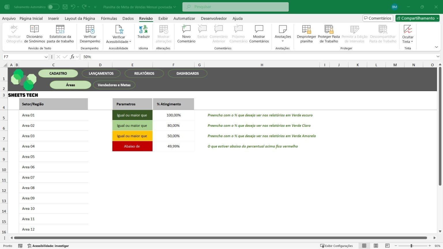 Planilha de Metas e Vendas em Excel - Planilhas Tech