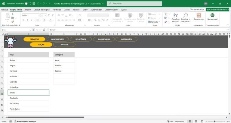 Planilha de Controle de Reprodução e Cio em Excel - Planilhas Tech